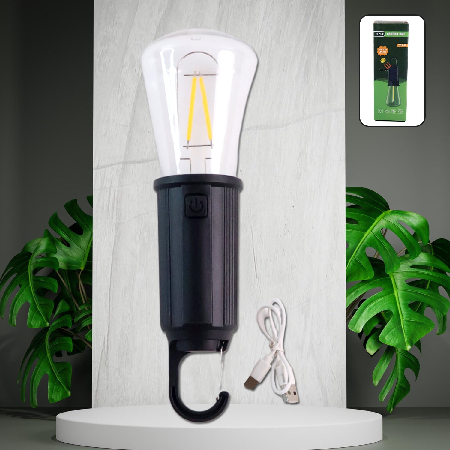 Solar & USB Rechargeable LED Hanging Camping Bulb Lantern Light (1 Pc ...