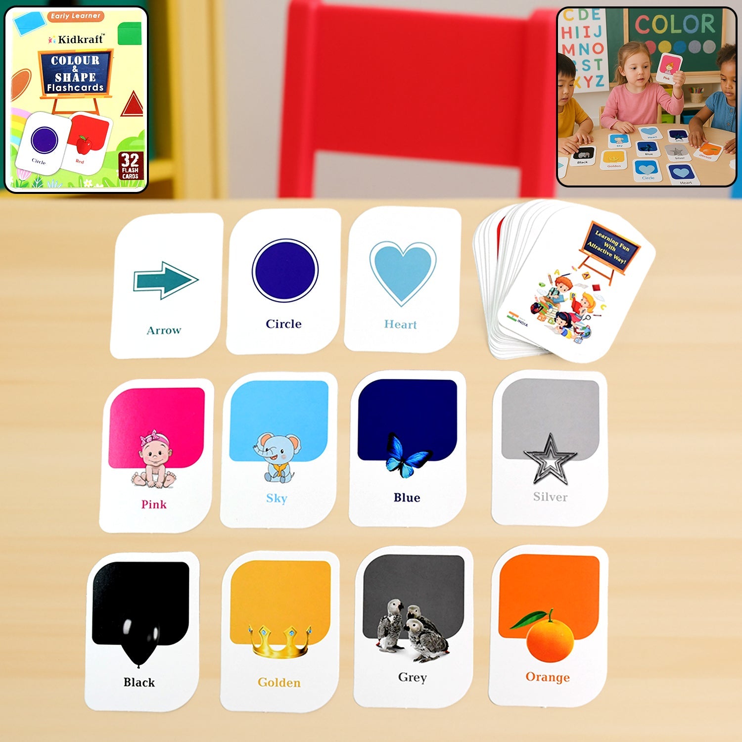 Kidkraft Early Learner 32-Piece Color & Shape Flashcard Set – Sky Shopy