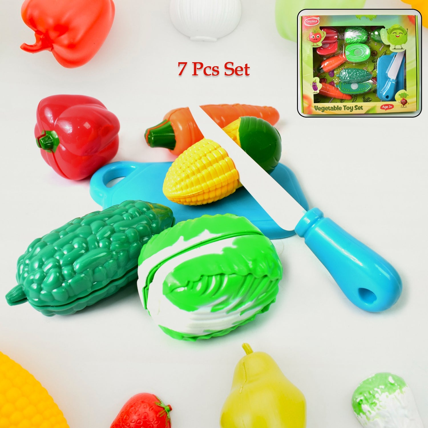 Realistic slice-able fruits and vegetables cut in 2 part play toy set ...