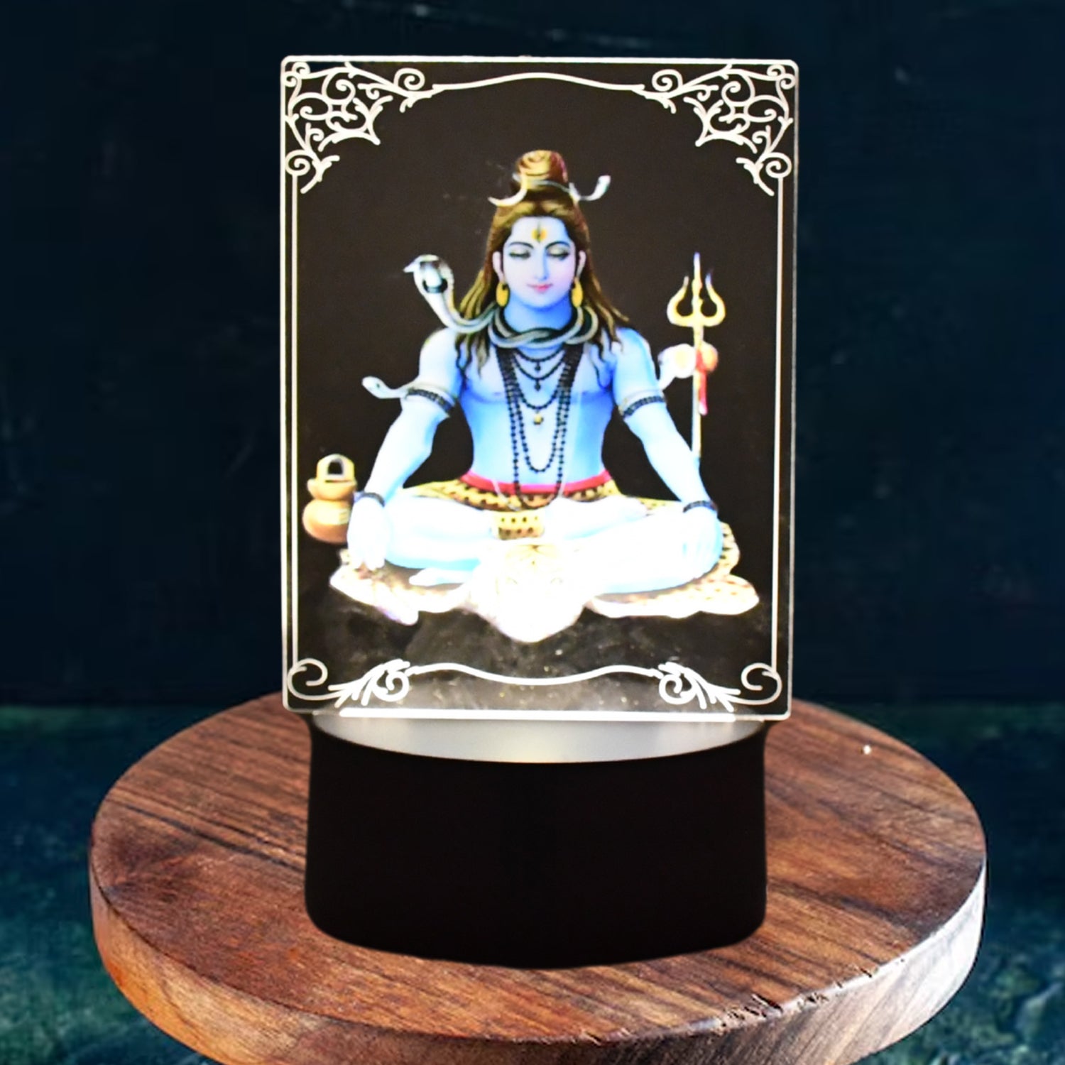 Beautiful 3D Lord Shiva Frame with Soft White Light (1 Pc) – Sky Shopy