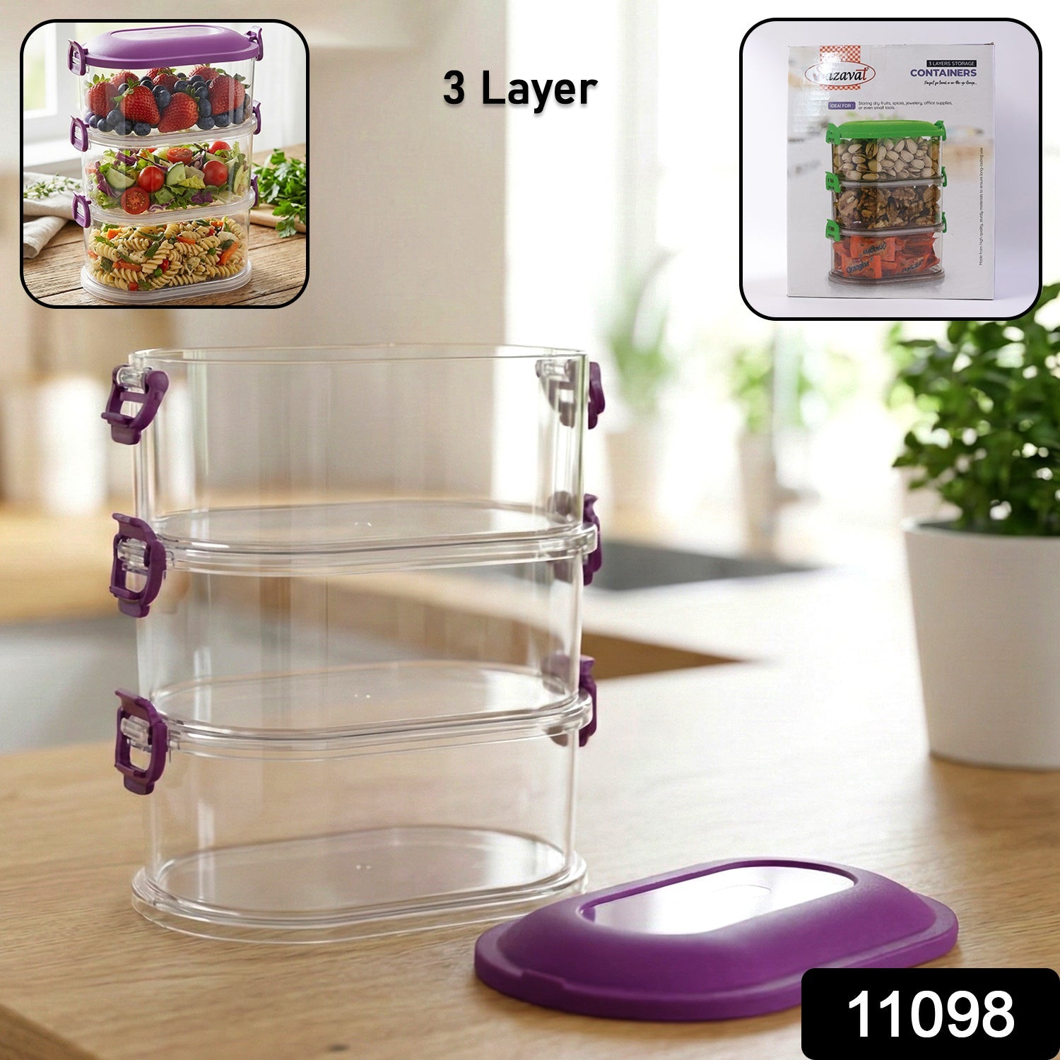 3 Layer Stackable Airtight Food Storage Container Set (1 Set) – Sky Shopy