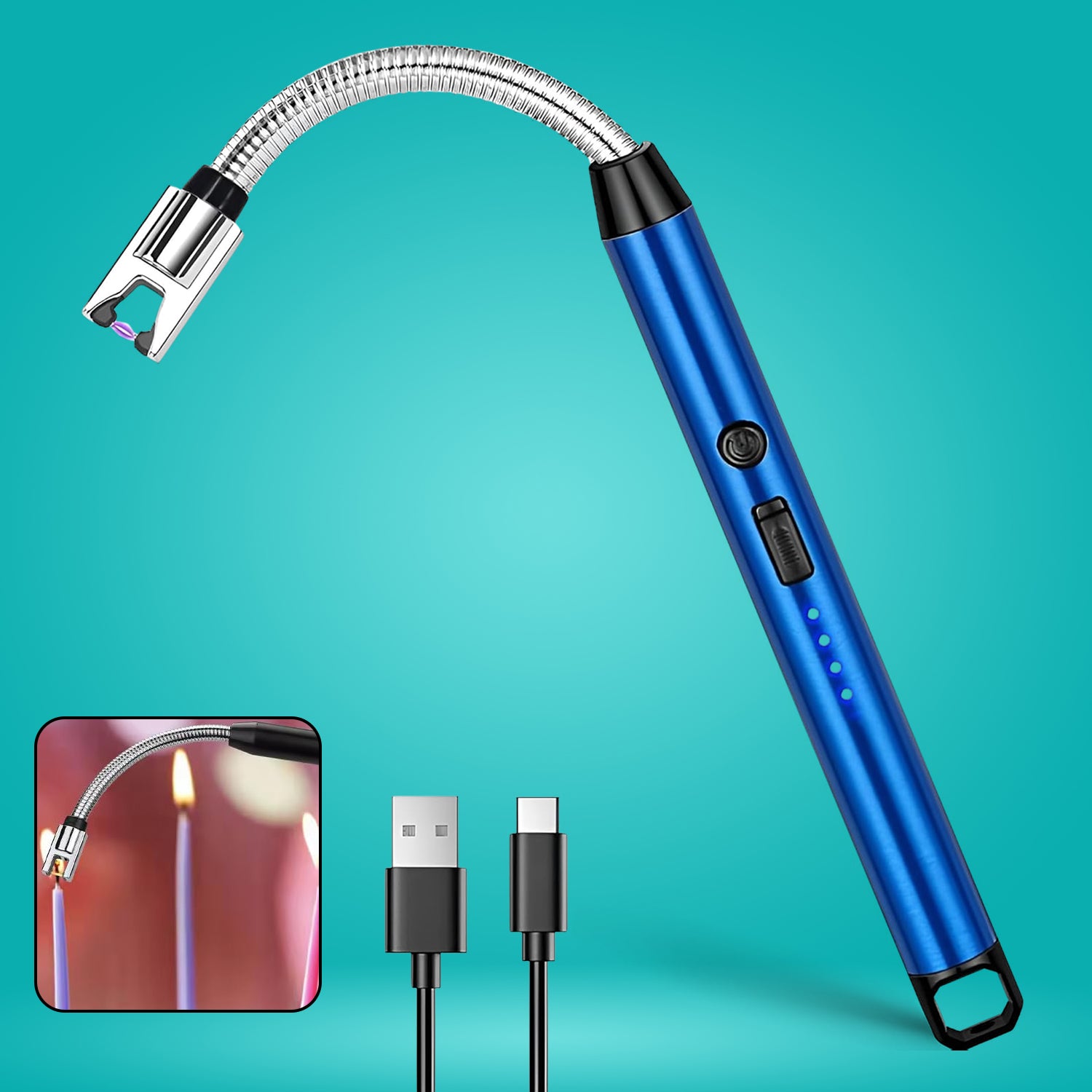 Metal Rechargeable Electric Arc Lighter with Flexible Neck (1 Pc) – Sky ...