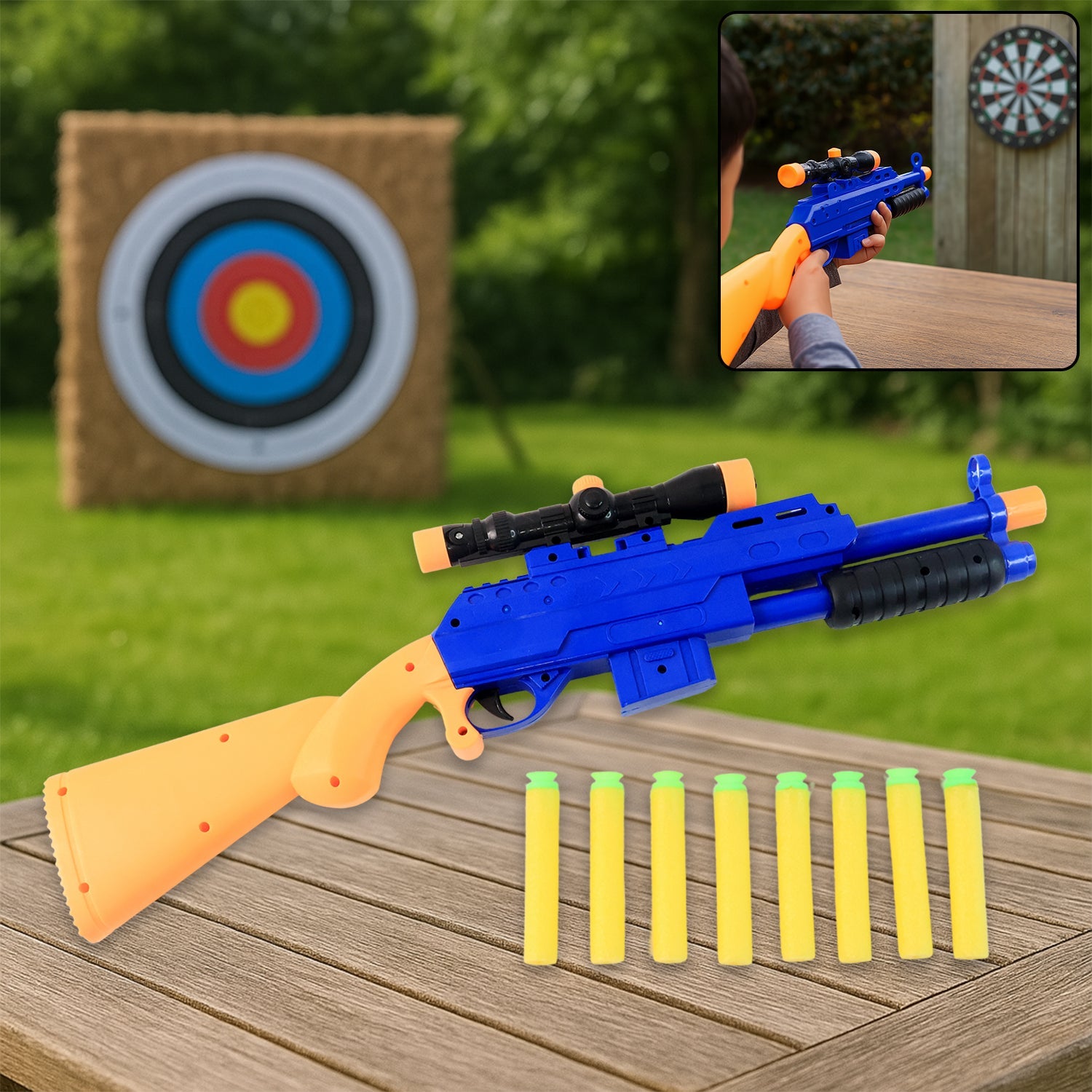 Shot Air Gun Toy with Scope and 8 Soft Foam Bullets Set – Sky Shopy