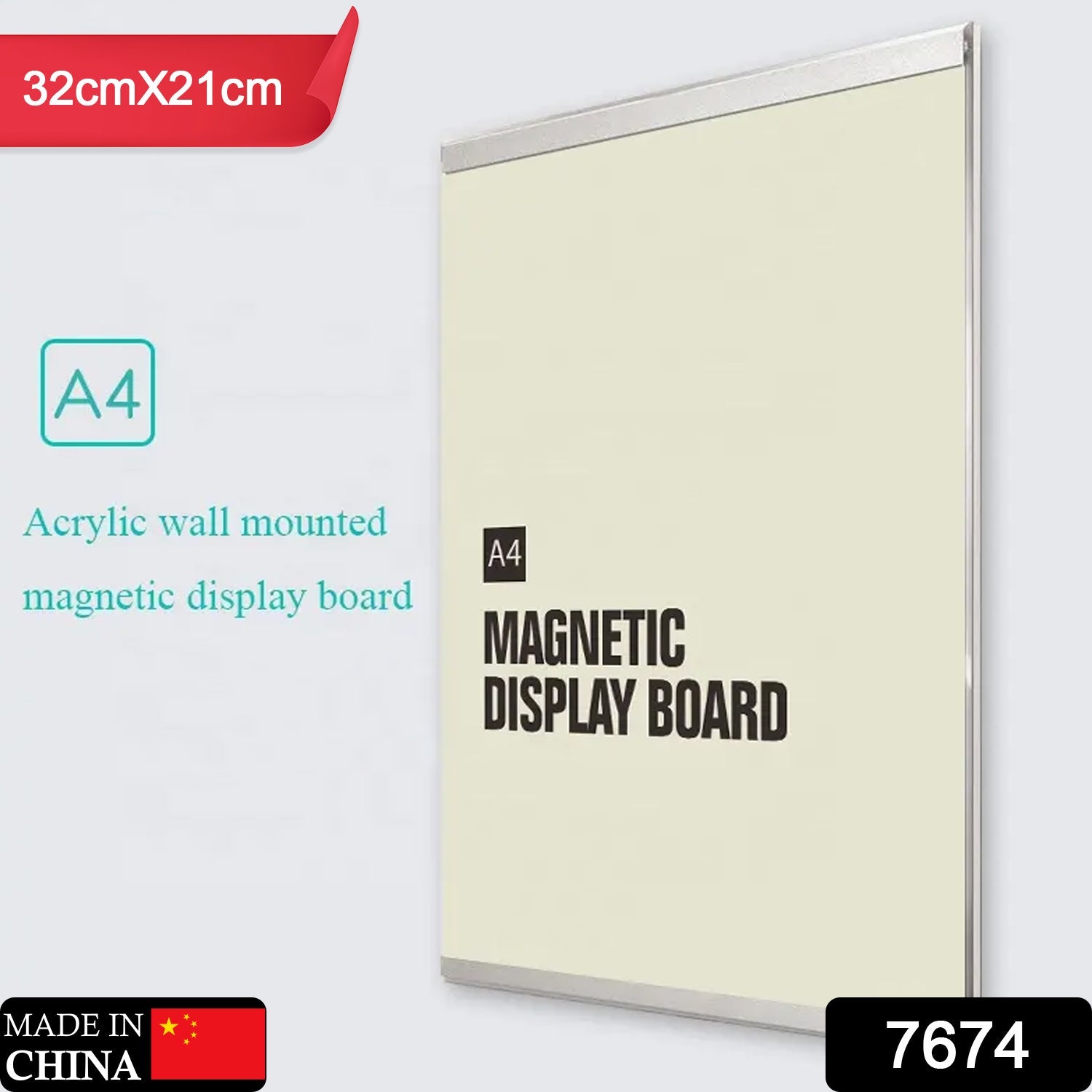 7674 A4 Letter Size Magnetic Frame Self Adhesive Acrylic Business Post ...